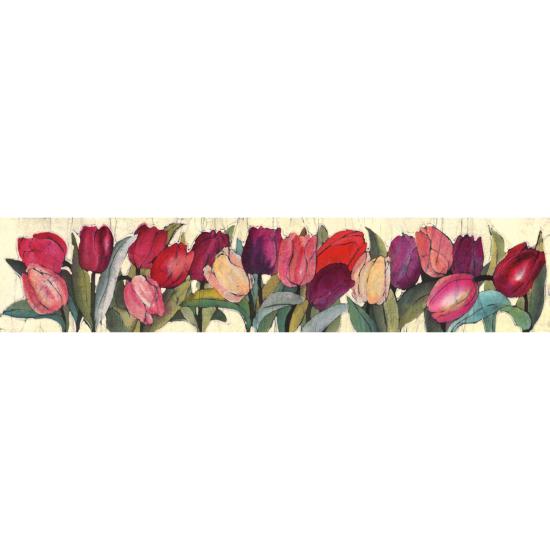 Tulips - a frieze print, signed by Batik Artist Jane Hickman.